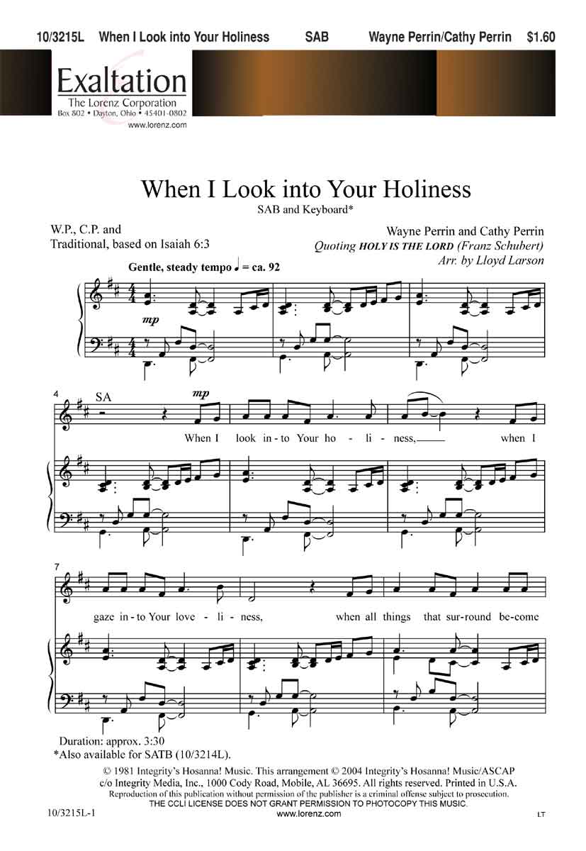 When I Look Into Your Holiness