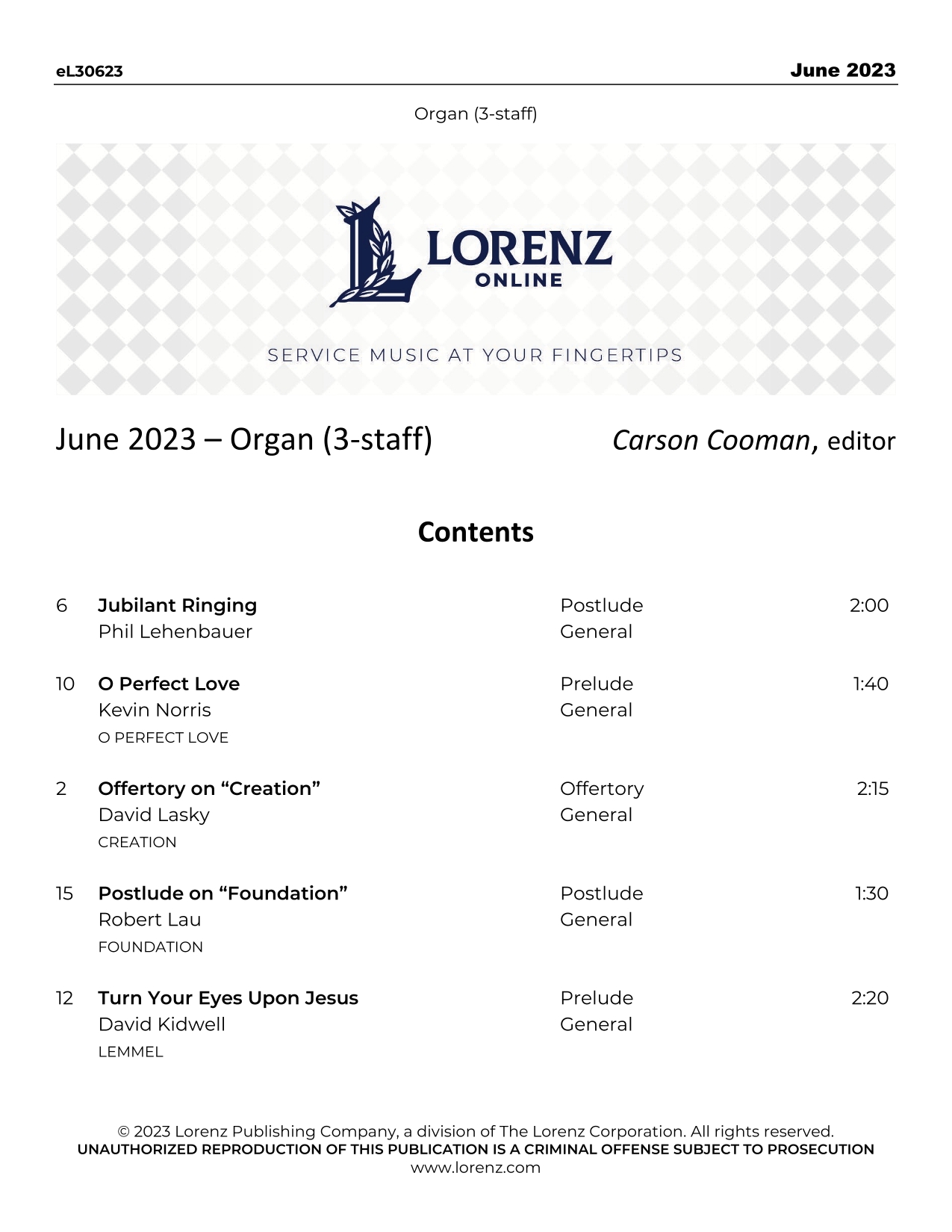 Lorenz Online - Organ 3-staff, June 2023